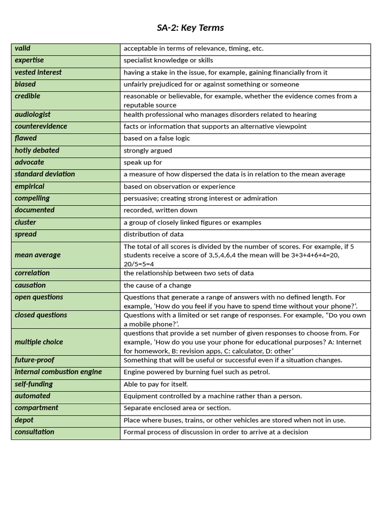 Key Terms for Understanding Evidence | PDF | Cognition