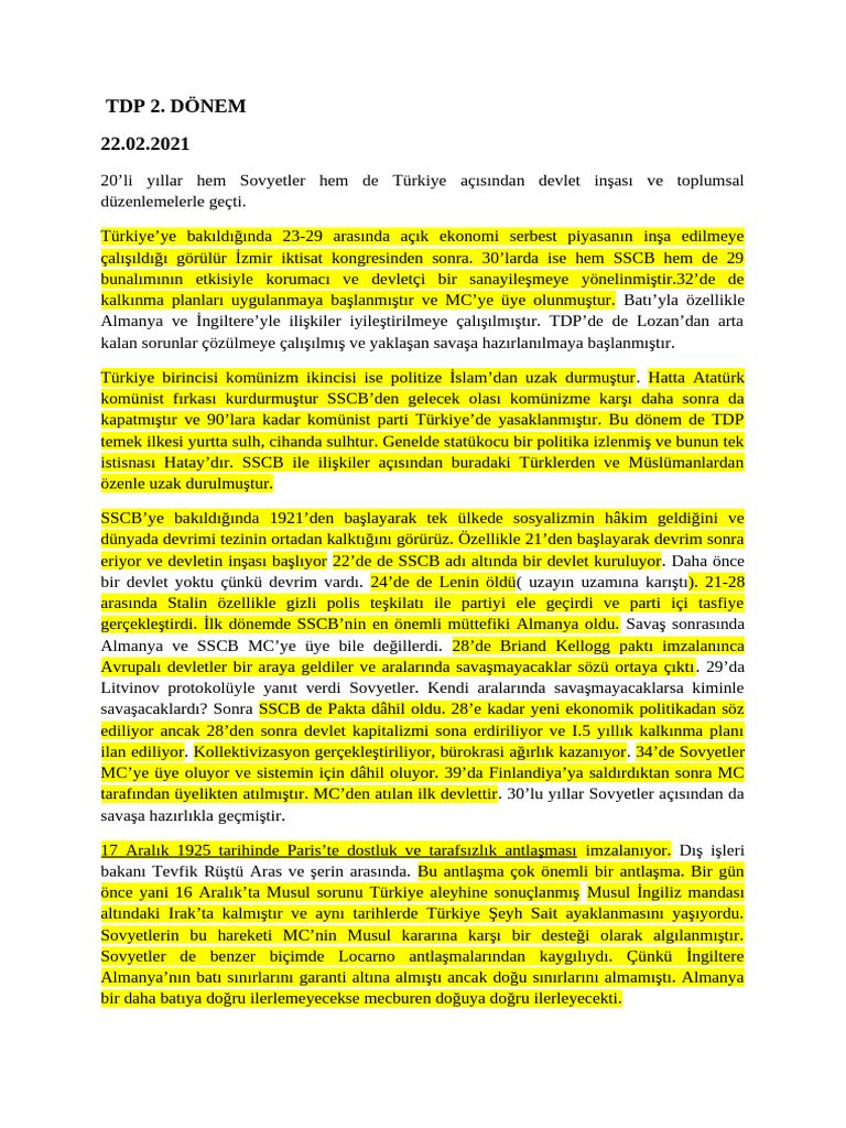 TDP 2 Ders Özeti̇ | PDF