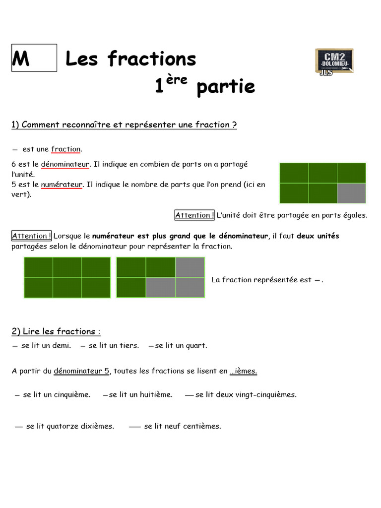 05 Les Fractions 1ere Partie | PDF