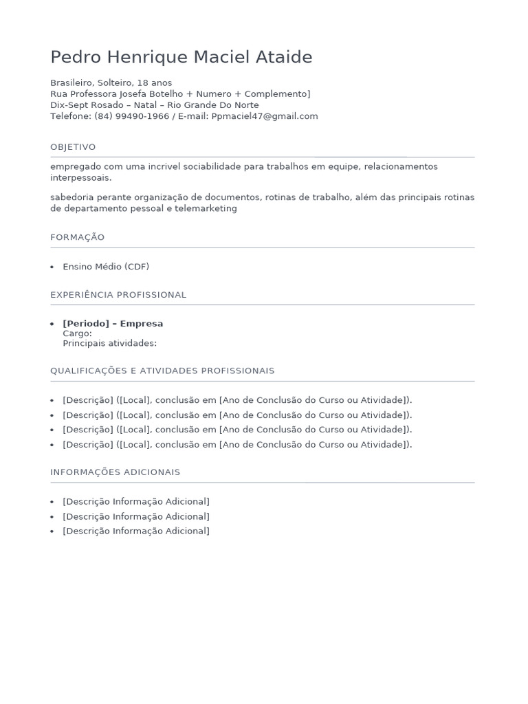 Currículo de Pedro Henrique Ataide | PDF