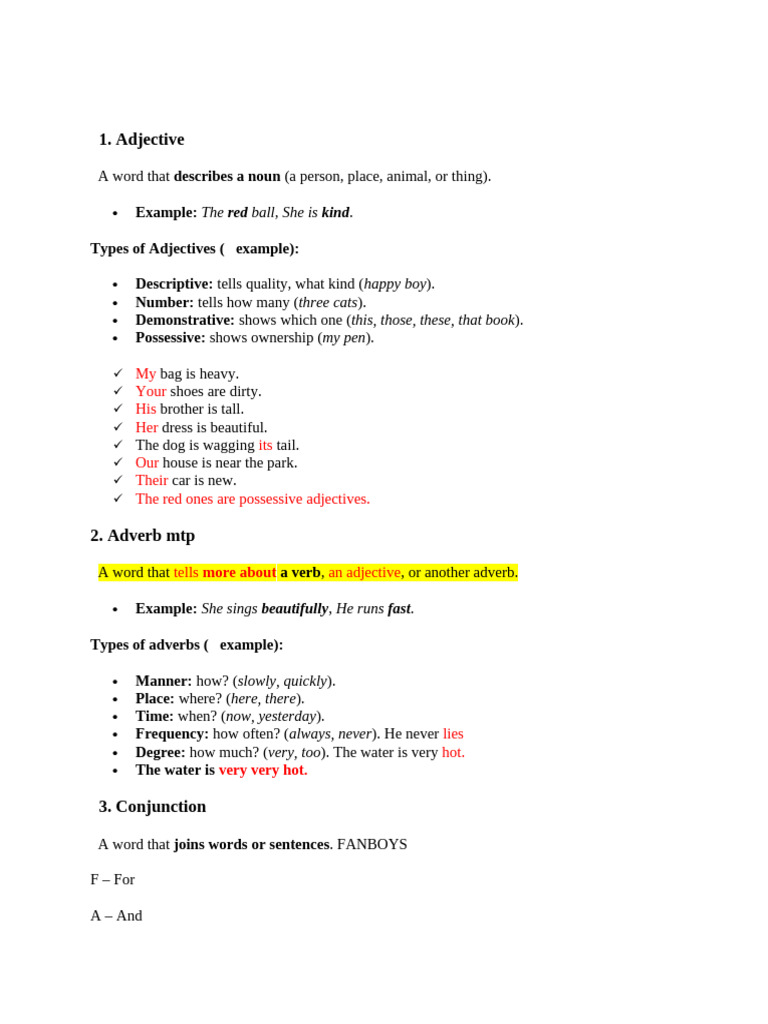 Parts of Speech Easy | PDF | Pronoun | Adverb
