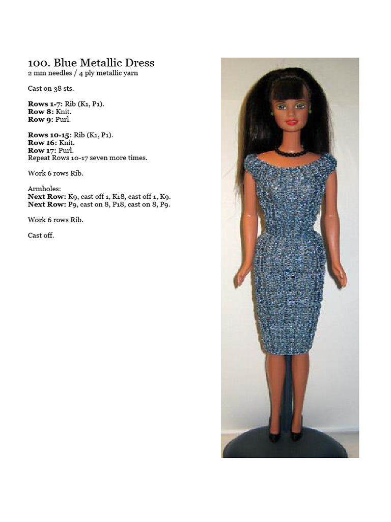 Blue Metallic Dress: Rows 1-7: Row 8: Row 9: Rows 10-15: Row 16: Row 17 ...