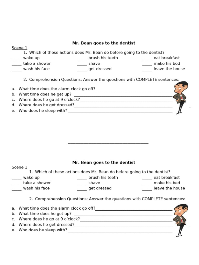 MR Bean Goes To The Dentist Fun Activities Games Video Movie Activities ...