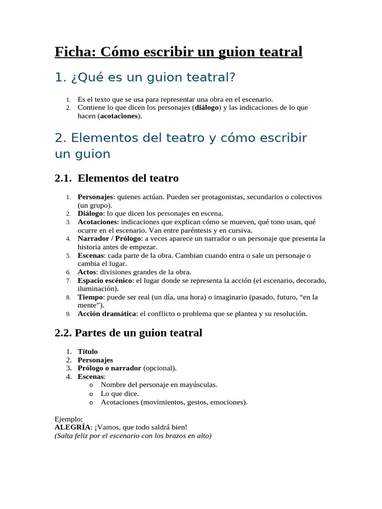 Guía para Escribir un Guion Teatral | PDF | Teatro