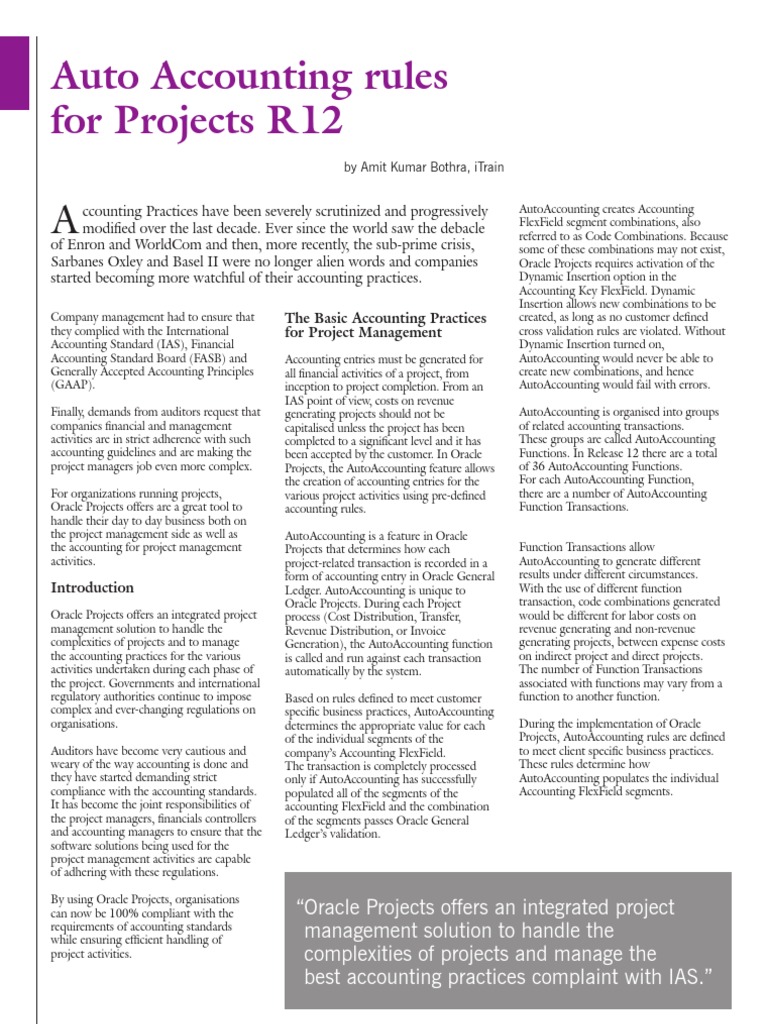 Auto Accounting Rules For Projects R12 | PDF | Accounting | Inventory
