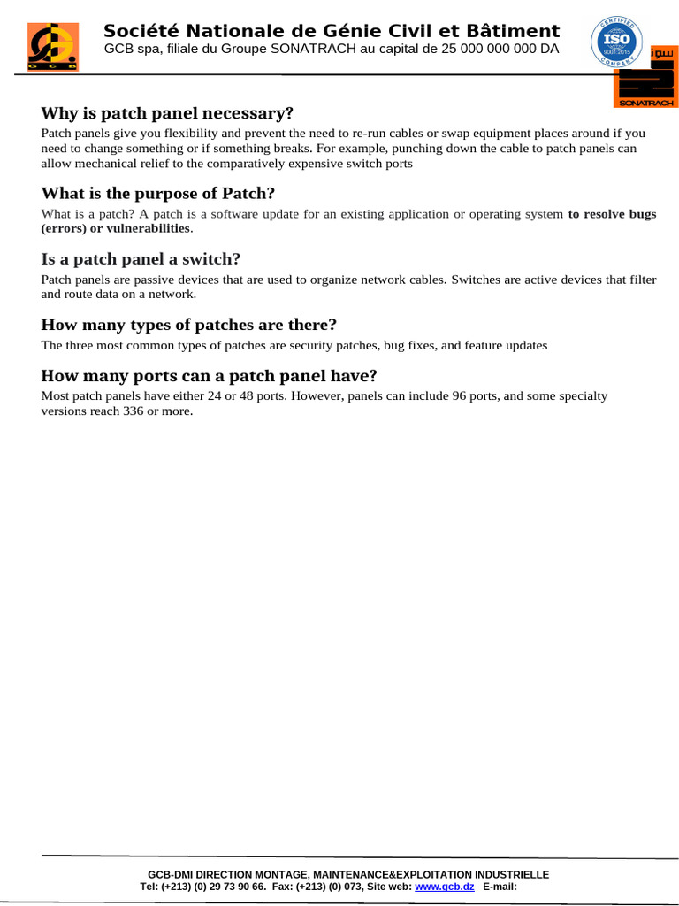 GCB DMI: Patch Panel Overview | PDF