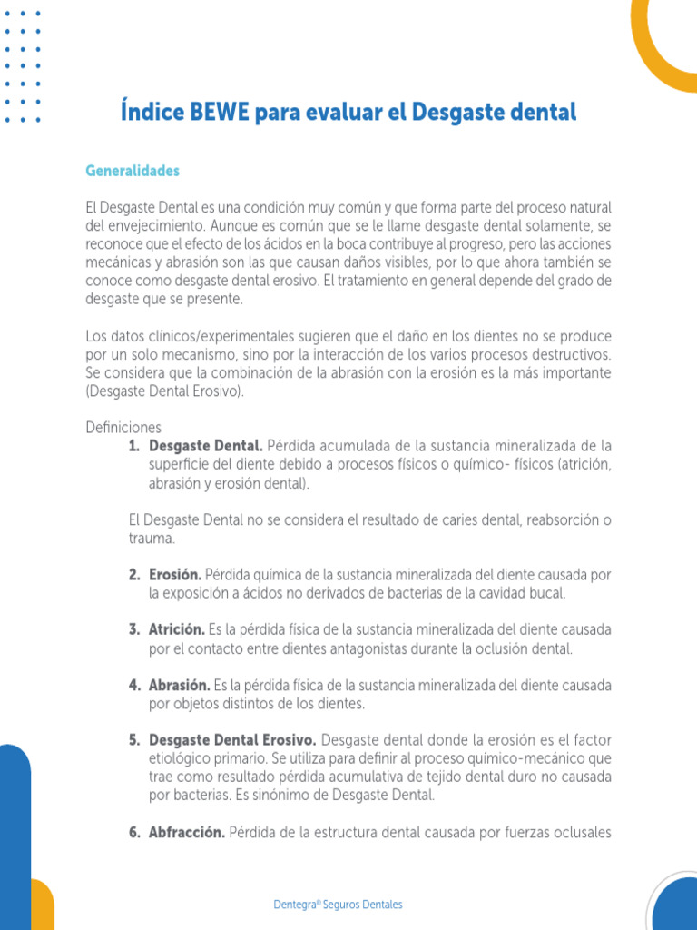 Índice BEWE para Evaluar El Desgaste Dental | PDF | Diente | Odontología
