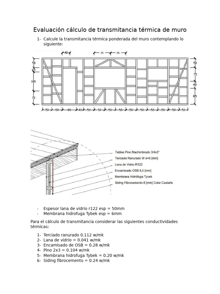 Calculo de Transmitancia Térmica de Muro Taller | PDF