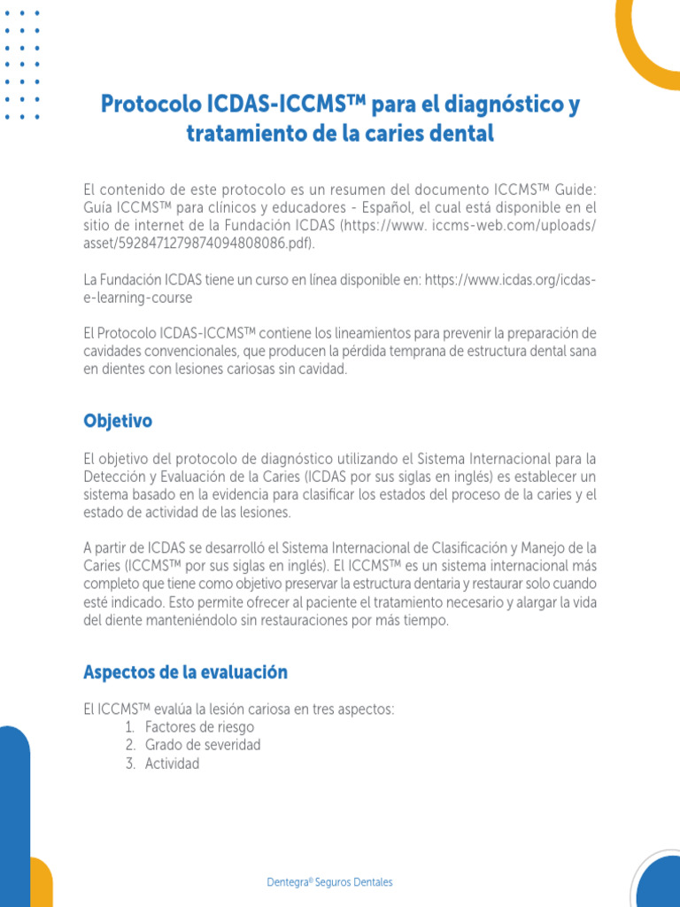 Protocolo ICDAS-ICCMS™ para Caries Dental | PDF | Esmalte de dientes ...