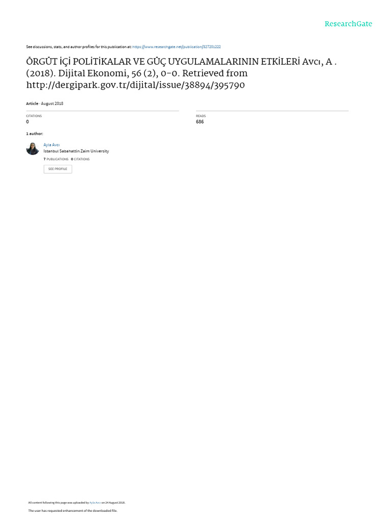Orgut Ici Politikalar Ve Guc Uygulamalarinin Etkil | PDF