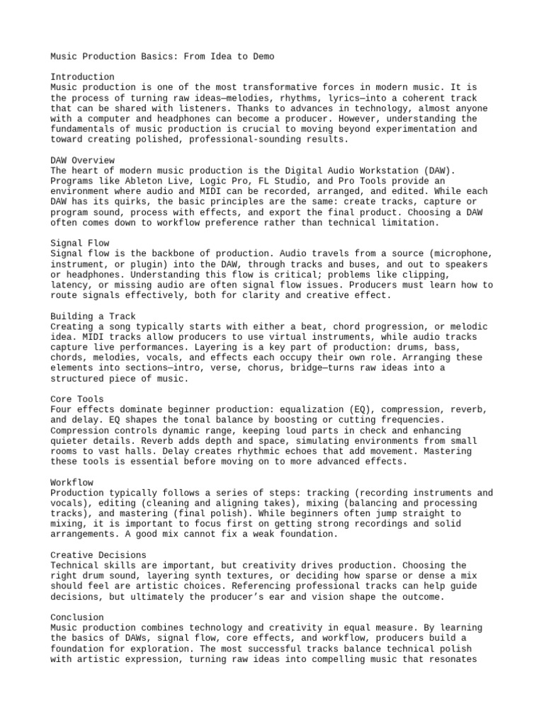 Music Production Basics | PDF | Equalization (Audio) | Sound Recording