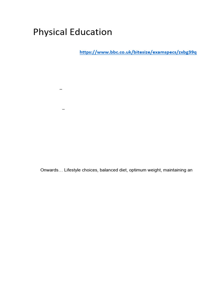 Year 10 - Physical Education Revision List 2022 | PDF