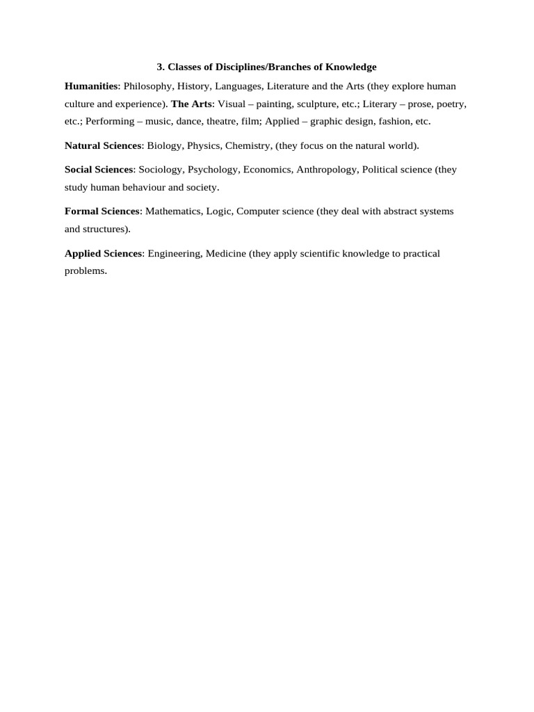 Overview of Knowledge Disciplines | PDF