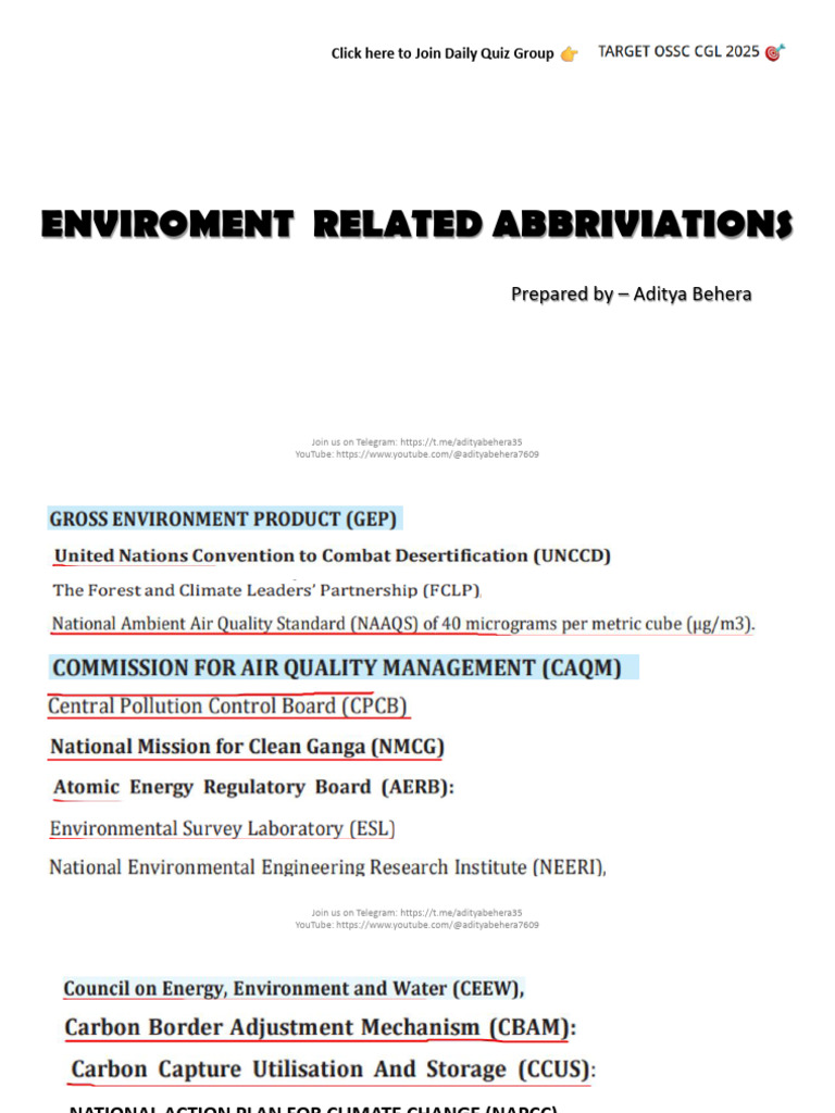 Environment Abbreviations Guide | PDF | Climate Change Policy | Climate ...