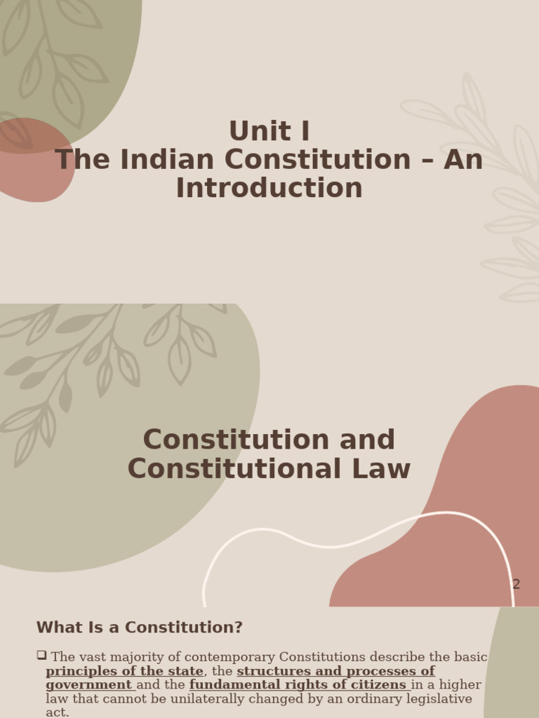 Unit I - Introduction | PDF | Constitution | Rule Of Law