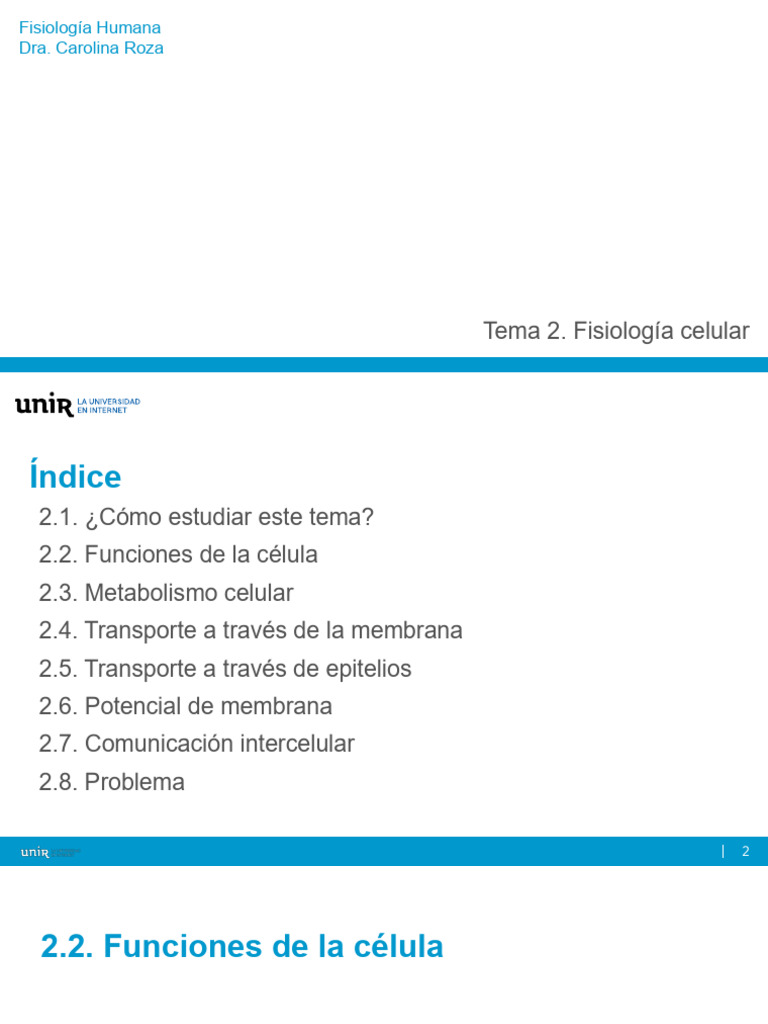 FiH - Tema 2 | PDF | Membrana biológica | Fisiología