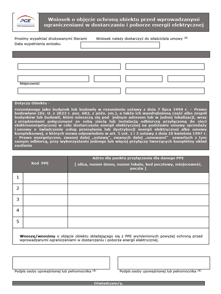 Wniosek o Objecie Ochrona Obiektu Obowiazuje Od 26042024 | PDF