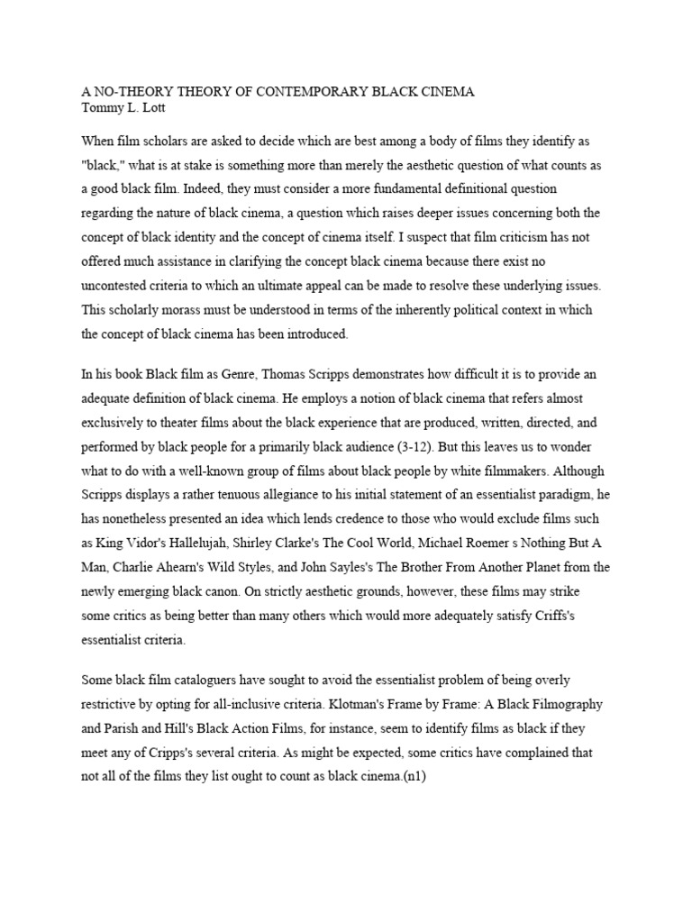 Defining Contemporary Black Cinema | PDF | Essentialism | Aesthetics