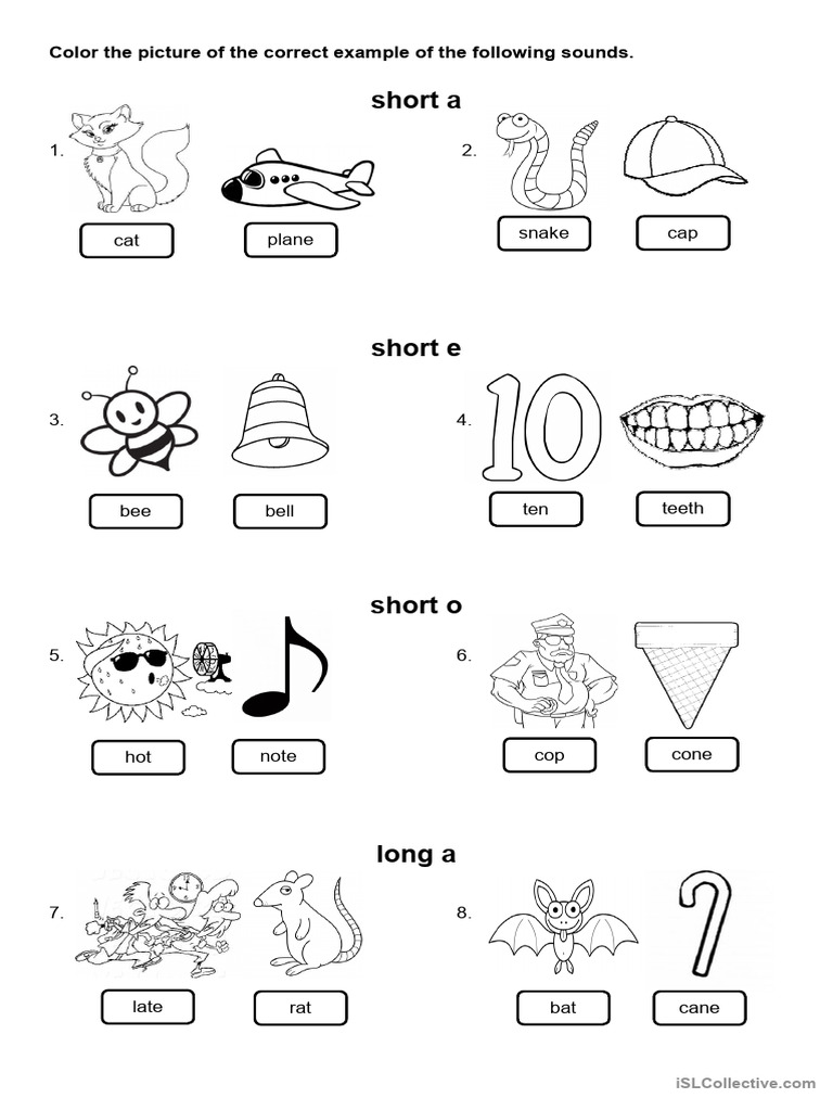 Short Vowel Sound Coloring Activity | PDF