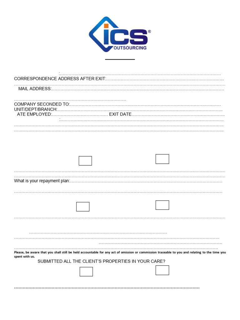Exit Form 1 | PDF | Business | Employee Relations