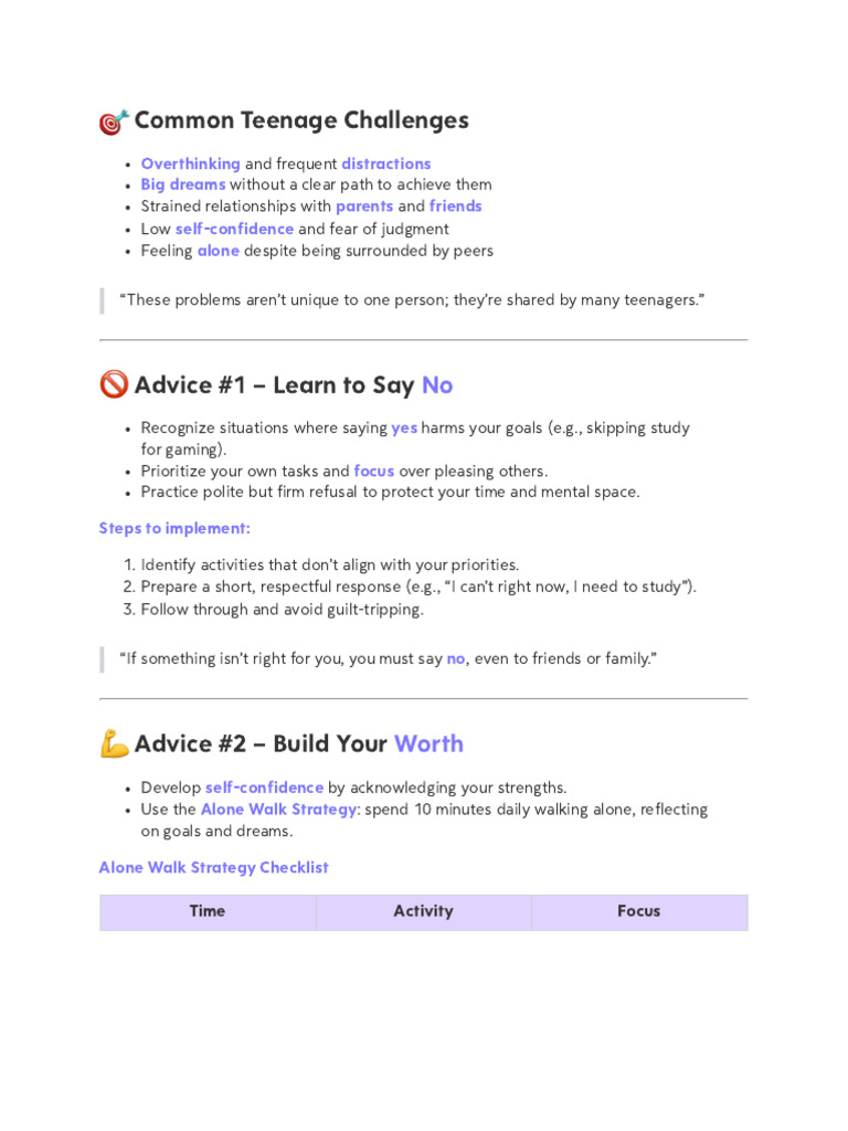 7 Essential Life Lessons for Teens | PDF | Mindset | Adolescence