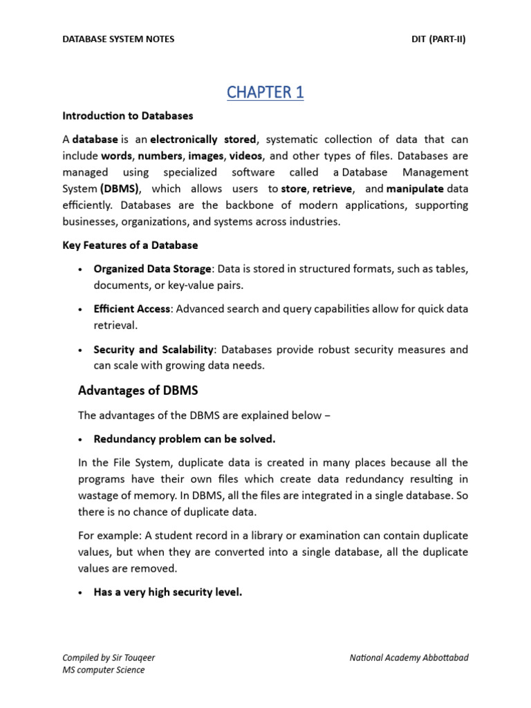 Database System Complete DIT Notes | PDF | Databases | Data Model