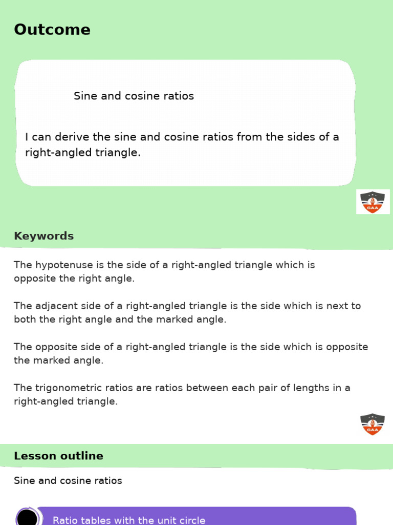Trigonometry Ratio (Sine and Cosine) | PDF | Trigonometry | Euclidean ...