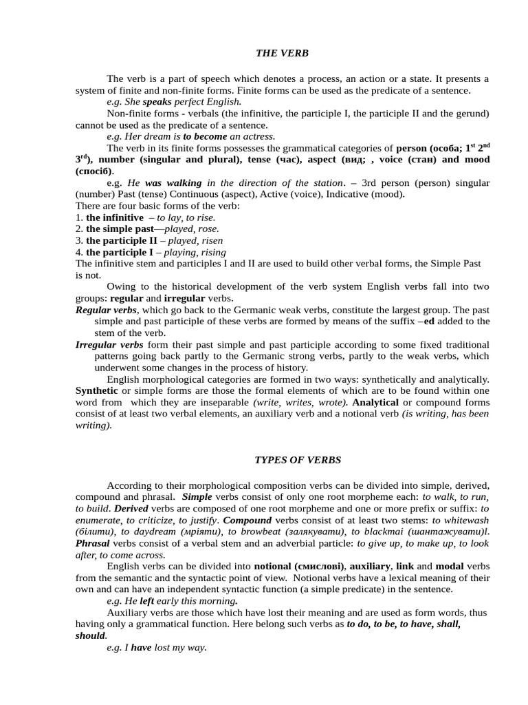 Understanding English Verbs and Their Forms | PDF | Verb | Grammatical ...