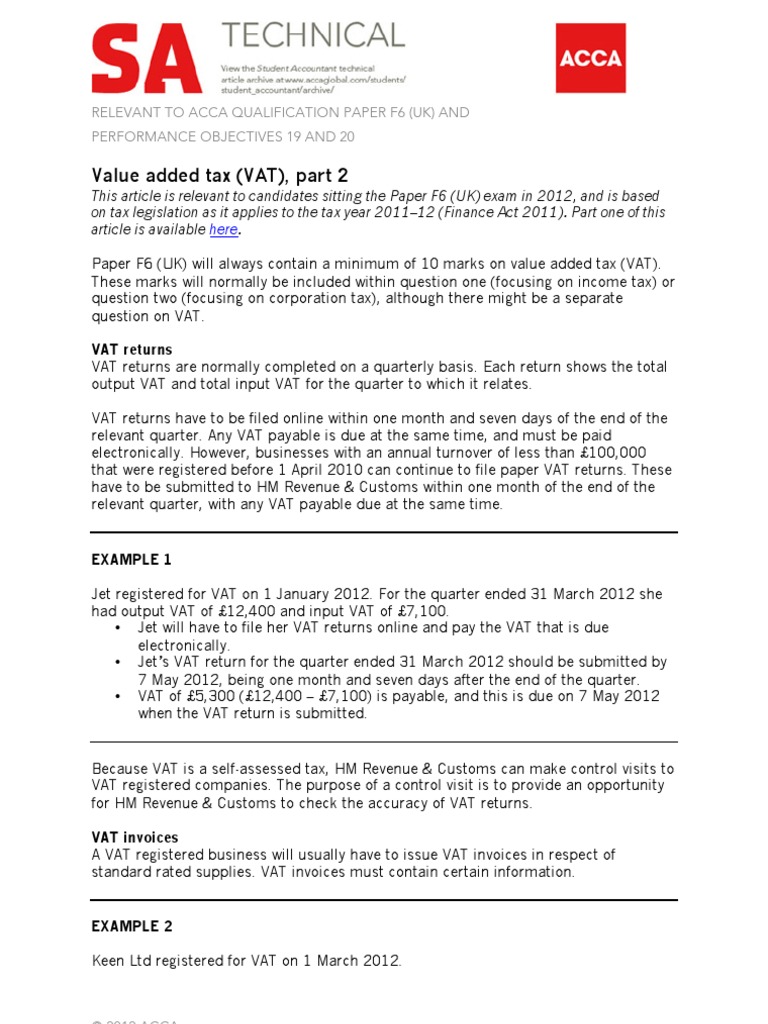 Sa Mar12 f6 Vat2 | PDF | Value Added Tax | Flat Tax