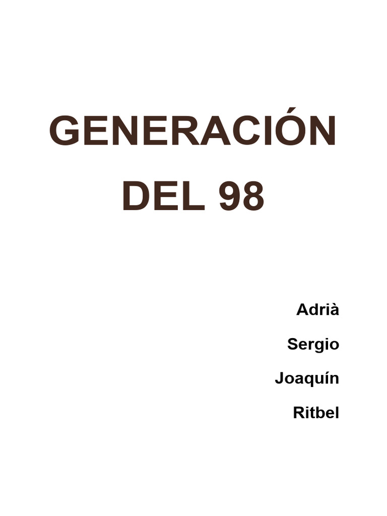Generación del 98: Crisis y Literatura | PDF | España