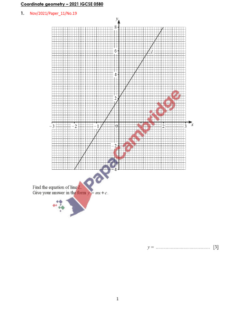 Coordinate Geometry IGCSE 2021 Papers | PDF