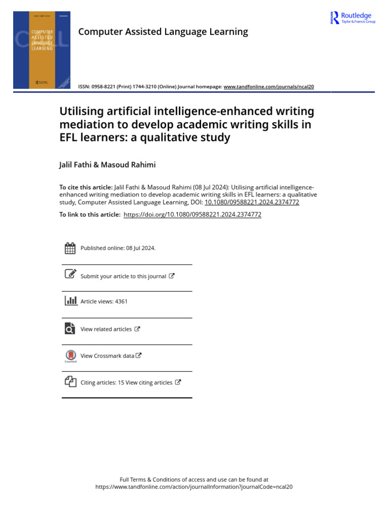 AI-Enhanced Writing for EFL Learners | PDF | Constructivism (Philosophy ...
