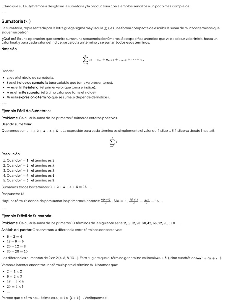 Sumatoria y Productoria 1 | PDF | Suma | Análisis matemático