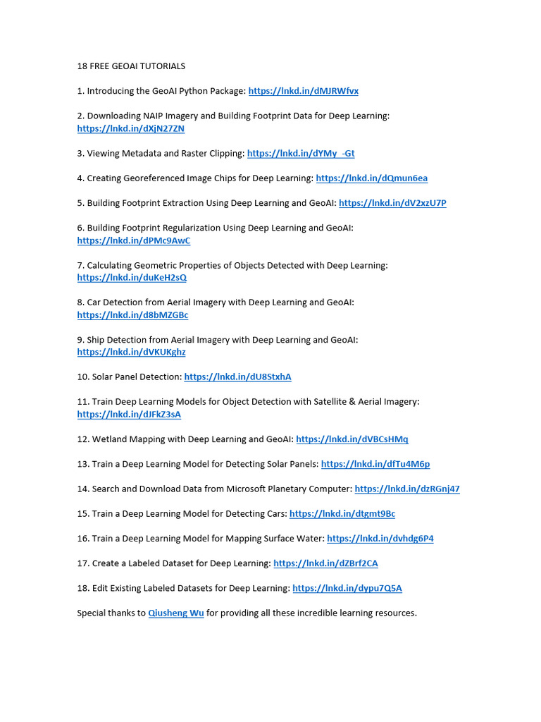 Free GeoAI Tutorials and Resources | PDF