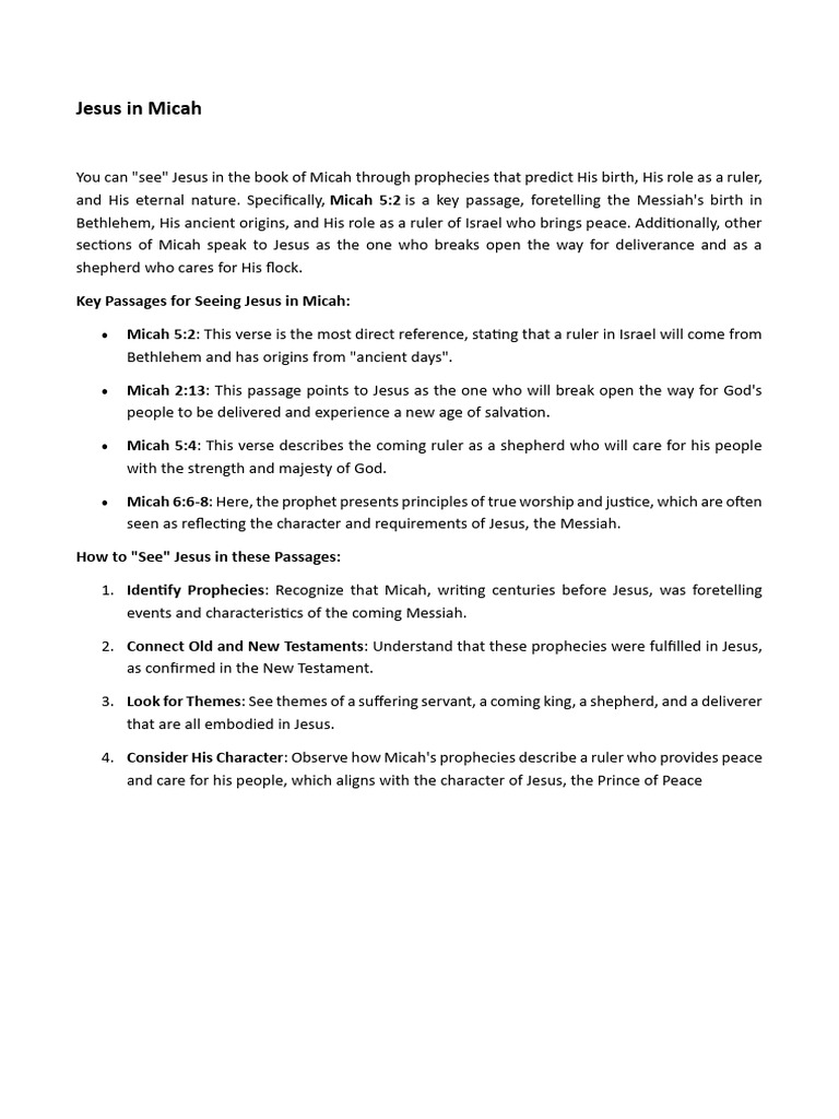 Jesus' Prophecies in Micah Explained | PDF