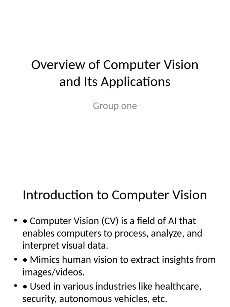 Computer Vision: Overview & Applications | PDF | Computer Vision ...