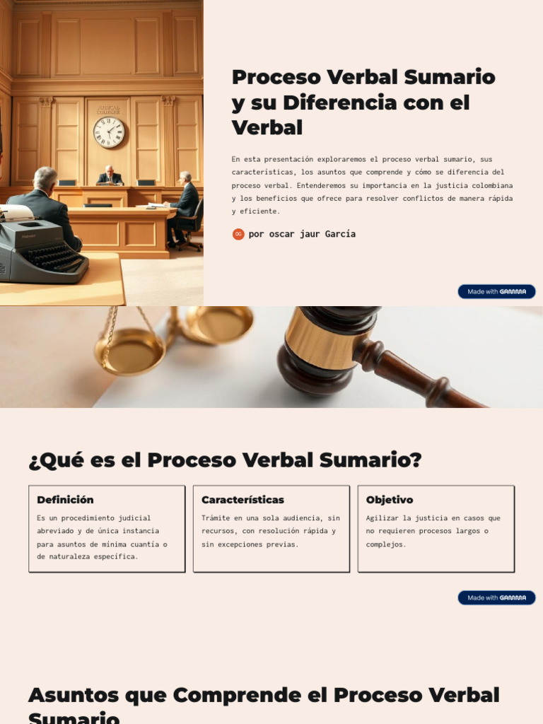 Proceso Verbal Sumario: Características y Ventajas | PDF | Sentencia ...