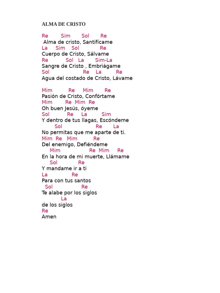Letra de "Alma de Cristo" en Español | PDF