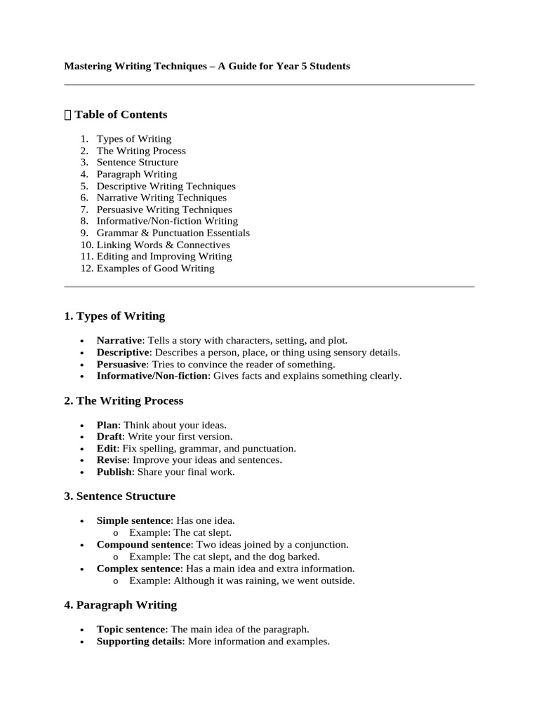 Mastering Writing Techniques | PDF | Narrative | Punctuation