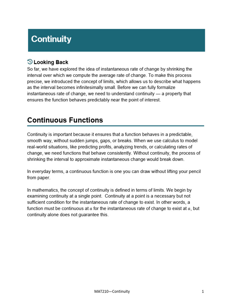Understanding Continuity in Functions | PDF | Function (Mathematics ...