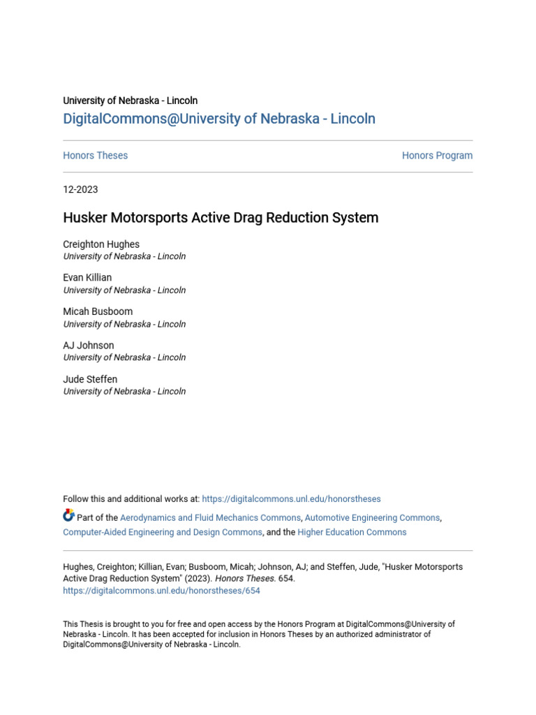 Husker Motorsports Drag Reduction System | PDF | Airfoil | Mechanical ...
