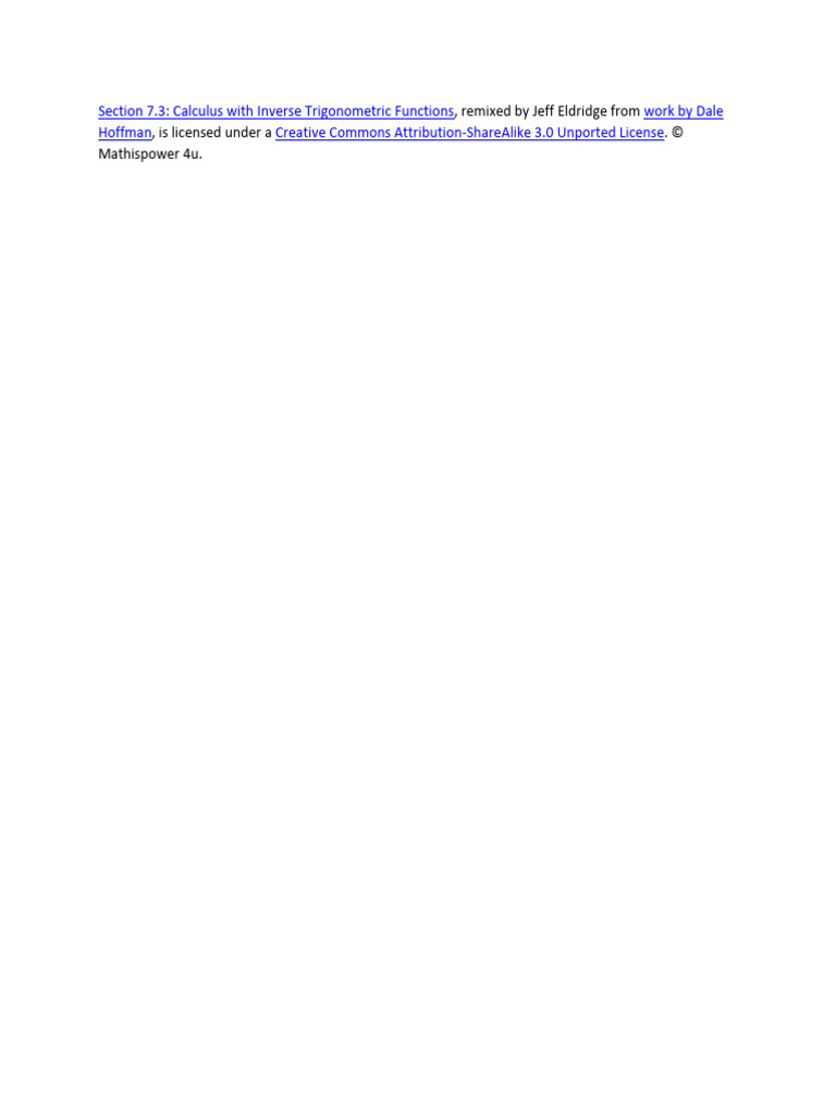 Inverse Trigonometric Functions Calculus | PDF | Integral | Function ...