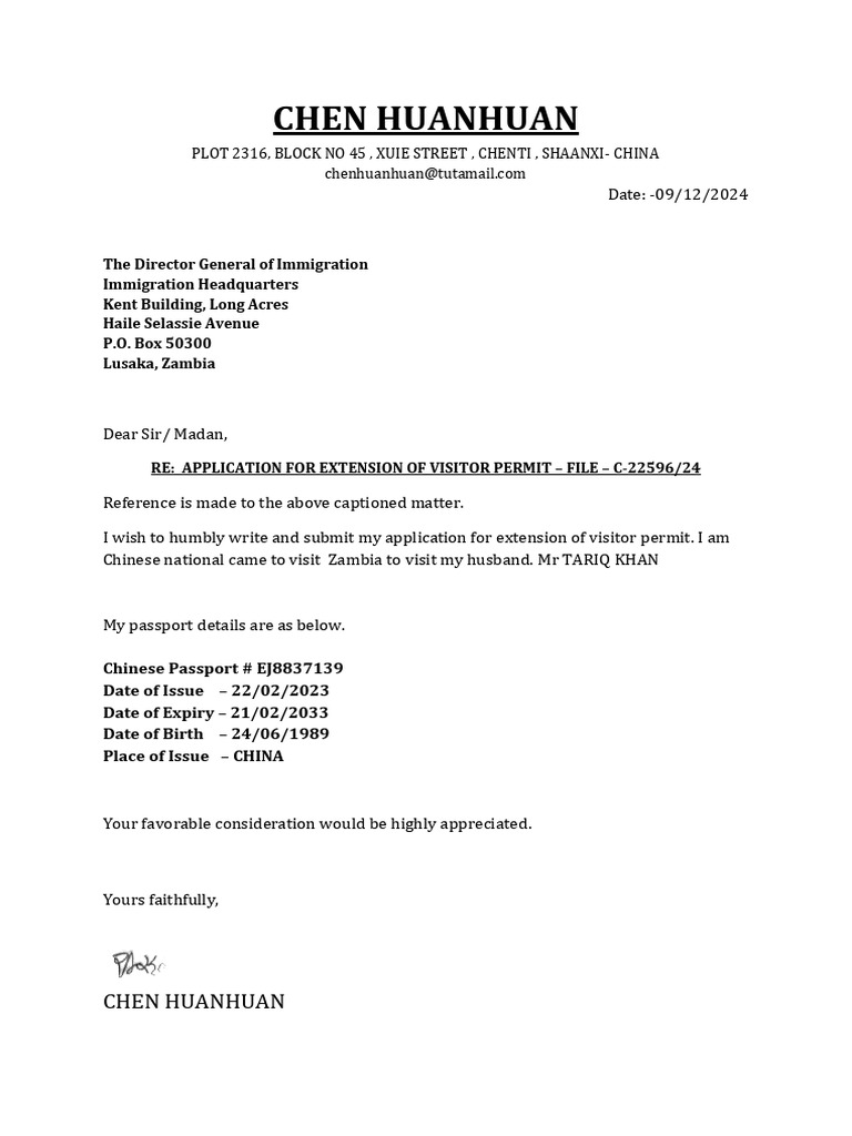 Visitor Permit Extension Application | PDF
