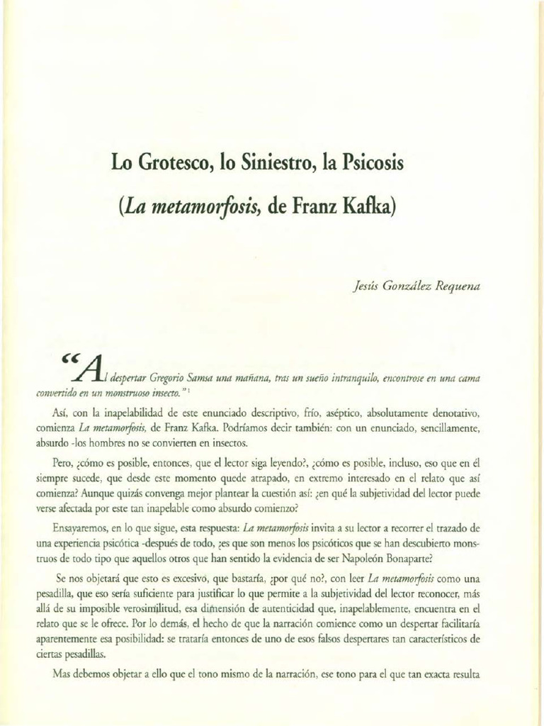 1996 Lo Grotesco, Lo Siniestro, La Psicosis | PDF | La metamorfosis ...