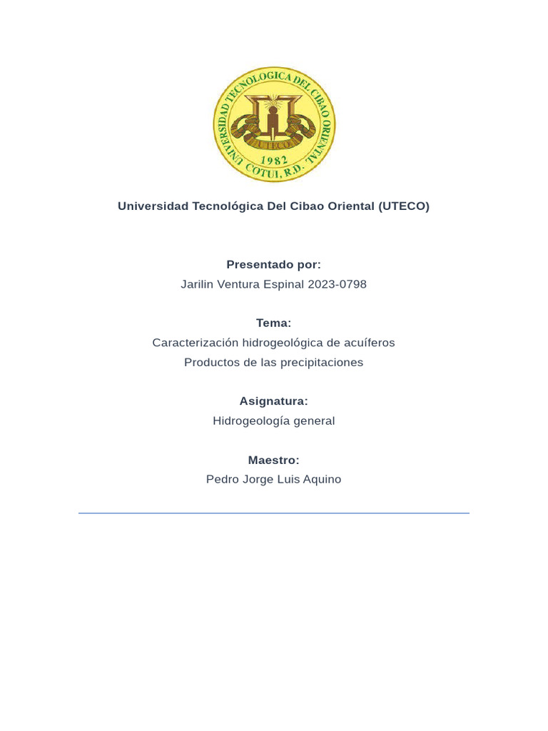 Hidrogeologia General, Practica | PDF | Agua subterránea | Agua