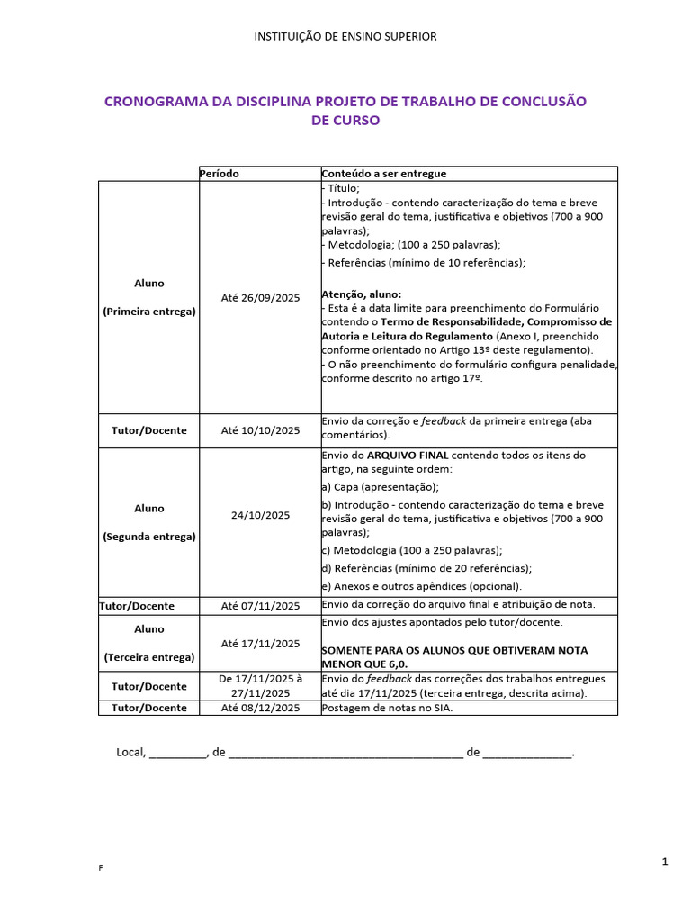 PTCC Cronograma | PDF
