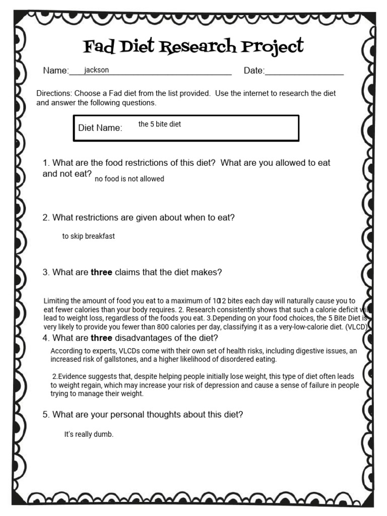 Fad Diet Research Project | PDF