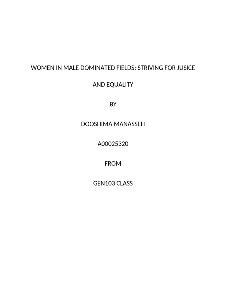 WOMEN in MALE DOMINATED FIELD (Midterm Takehome Examination) | PDF ...