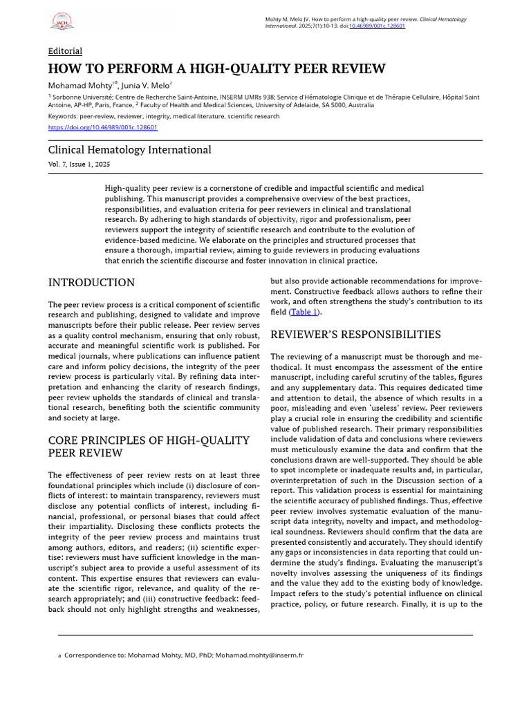 High-Quality Peer Review Guide | PDF | Peer Review | Evaluation