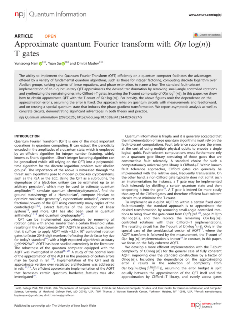 s41534-020-0257-5 | PDF | Quantum Computing | Applied Mathematics